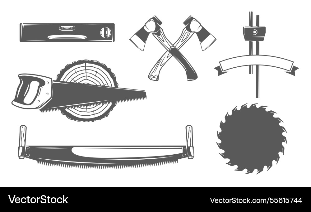 Carpentry icon set isolated on white background Vector Image