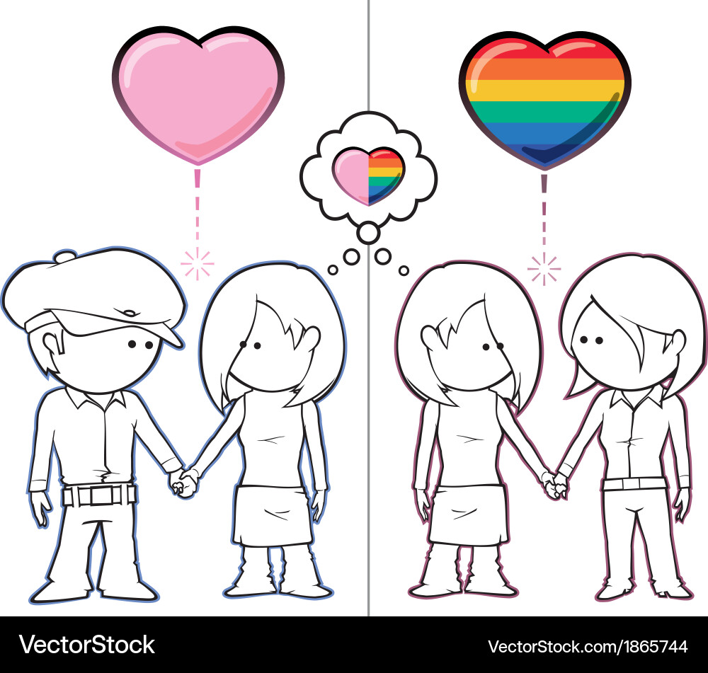 Couples Holding Hands - LGBTQ+ Representation Vector Image