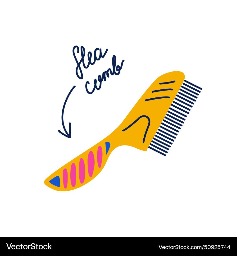 Flea comb isolated sticker tool for veterinarians Vector Image