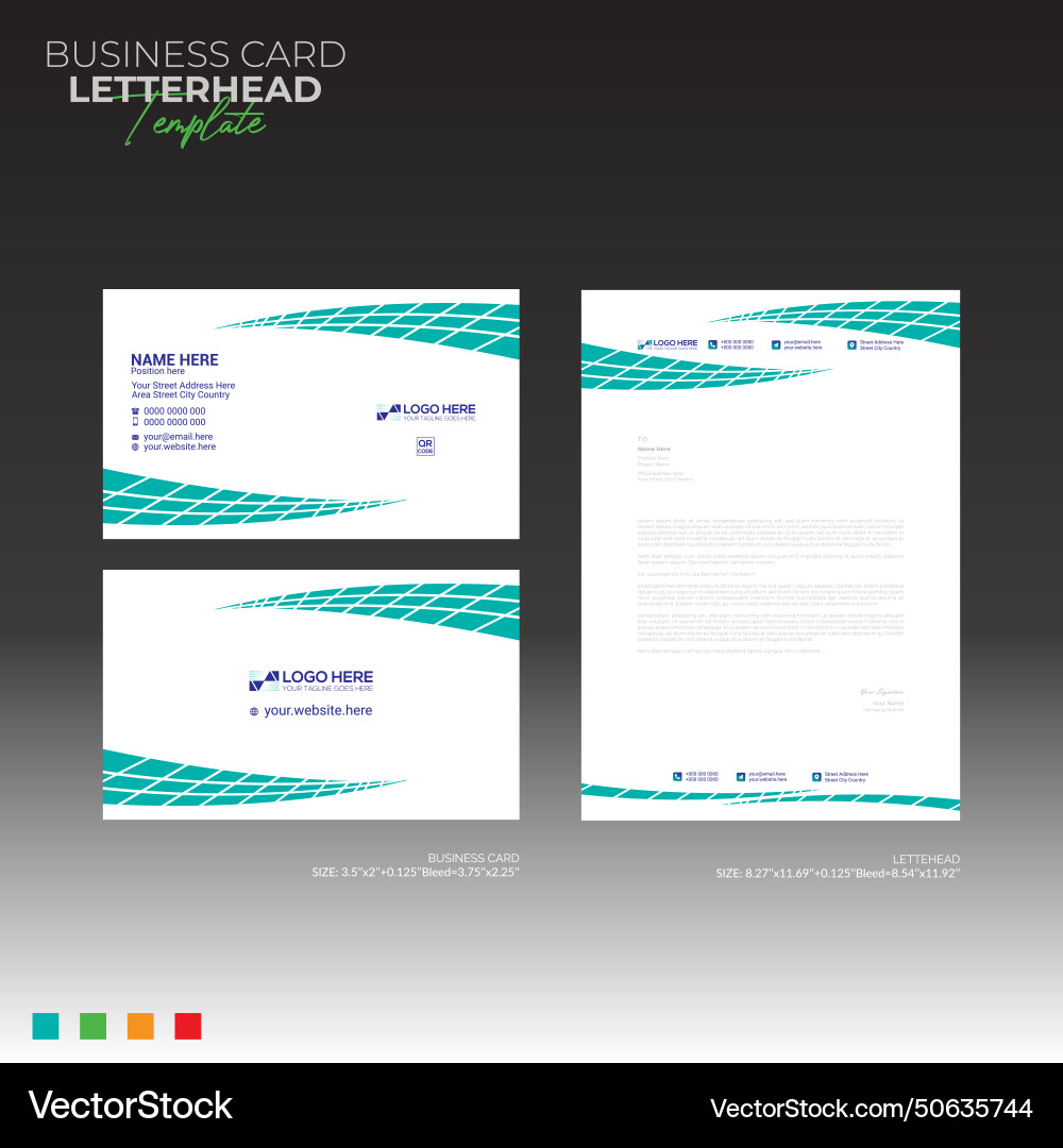 Letterhead and business card design Royalty Free Vector