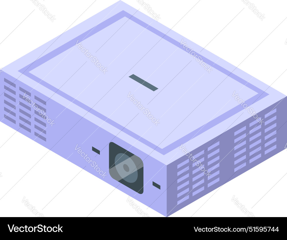 Modern digital video data projector lying on white