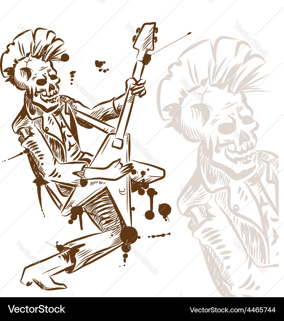 Punk Rock Guitarist Sketch Royalty Free Vector Image