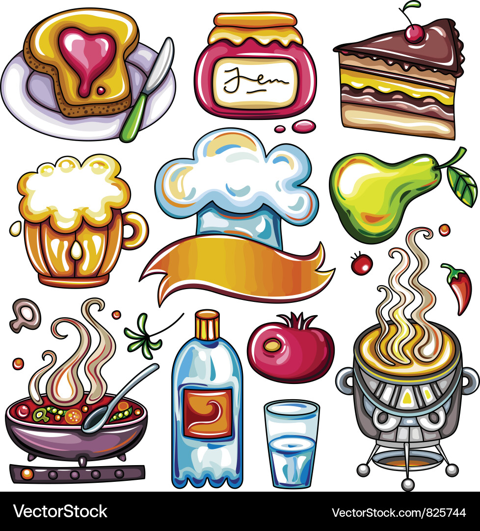 Ready-to-eat food icons Royalty Free Vector Image