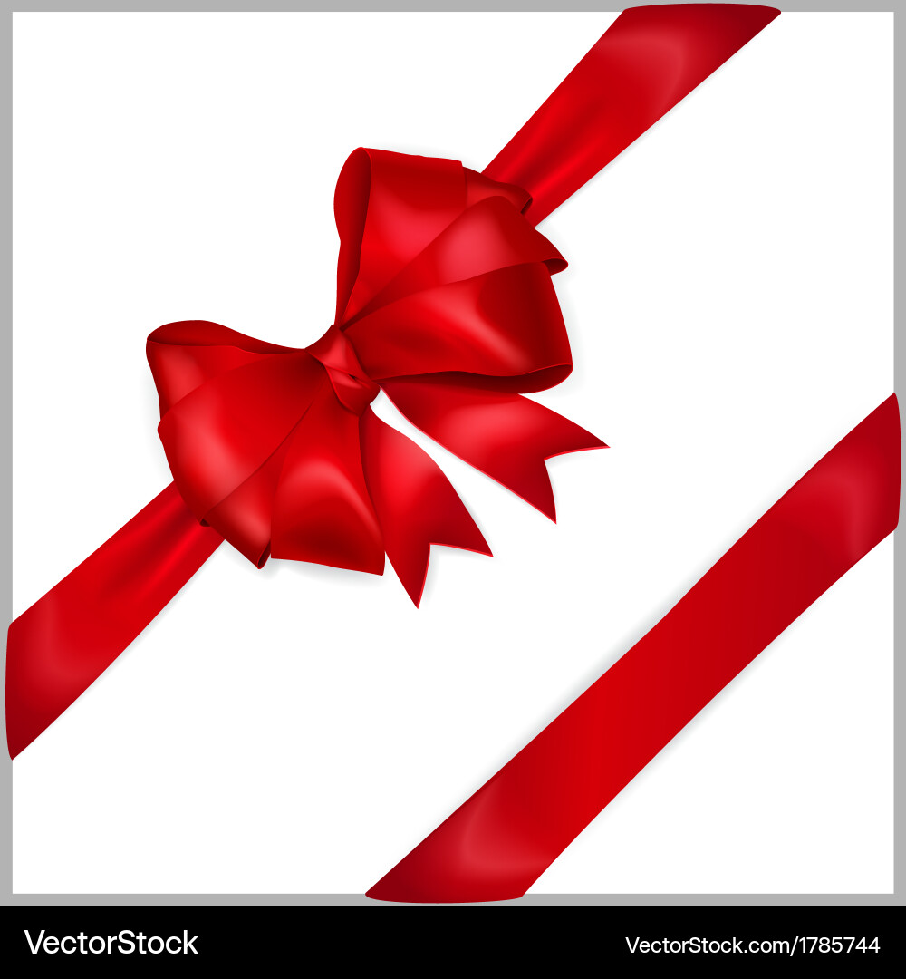 Red bow with diagonally ribbons Royalty Free Vector Image