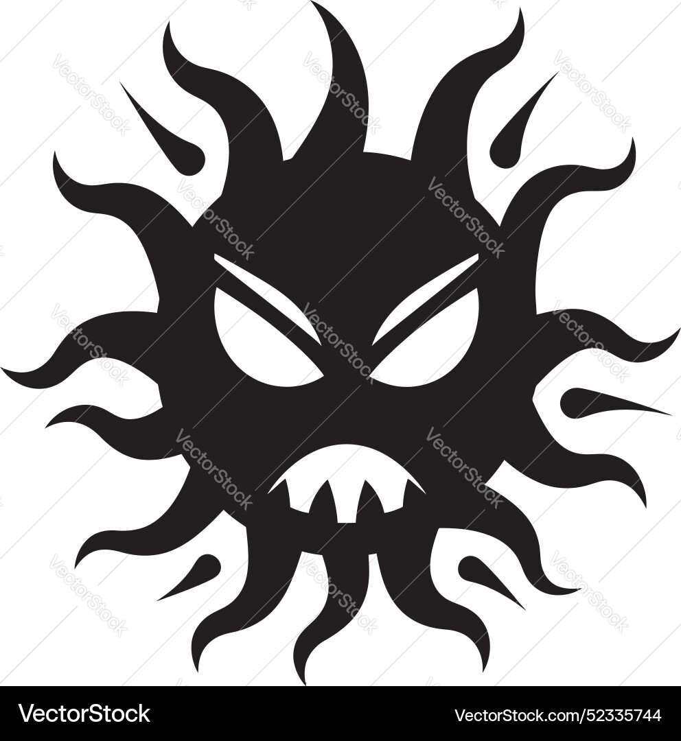 Solar inferno angry sun emblem raging eclipse Vector Image