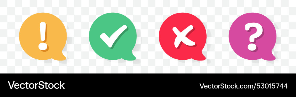 Tick cross question mark exclamation point icons Vector Image