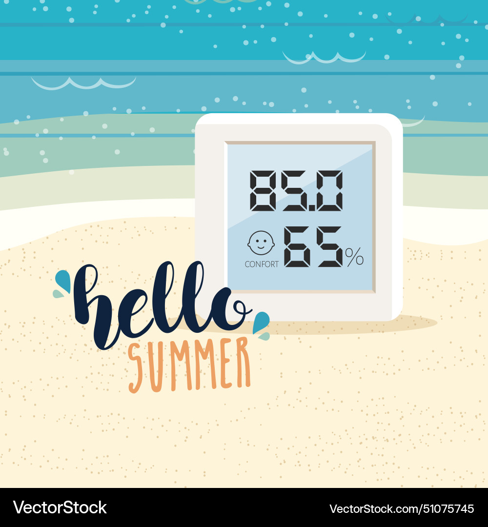 Beach background with a digital weather Royalty Free Vector