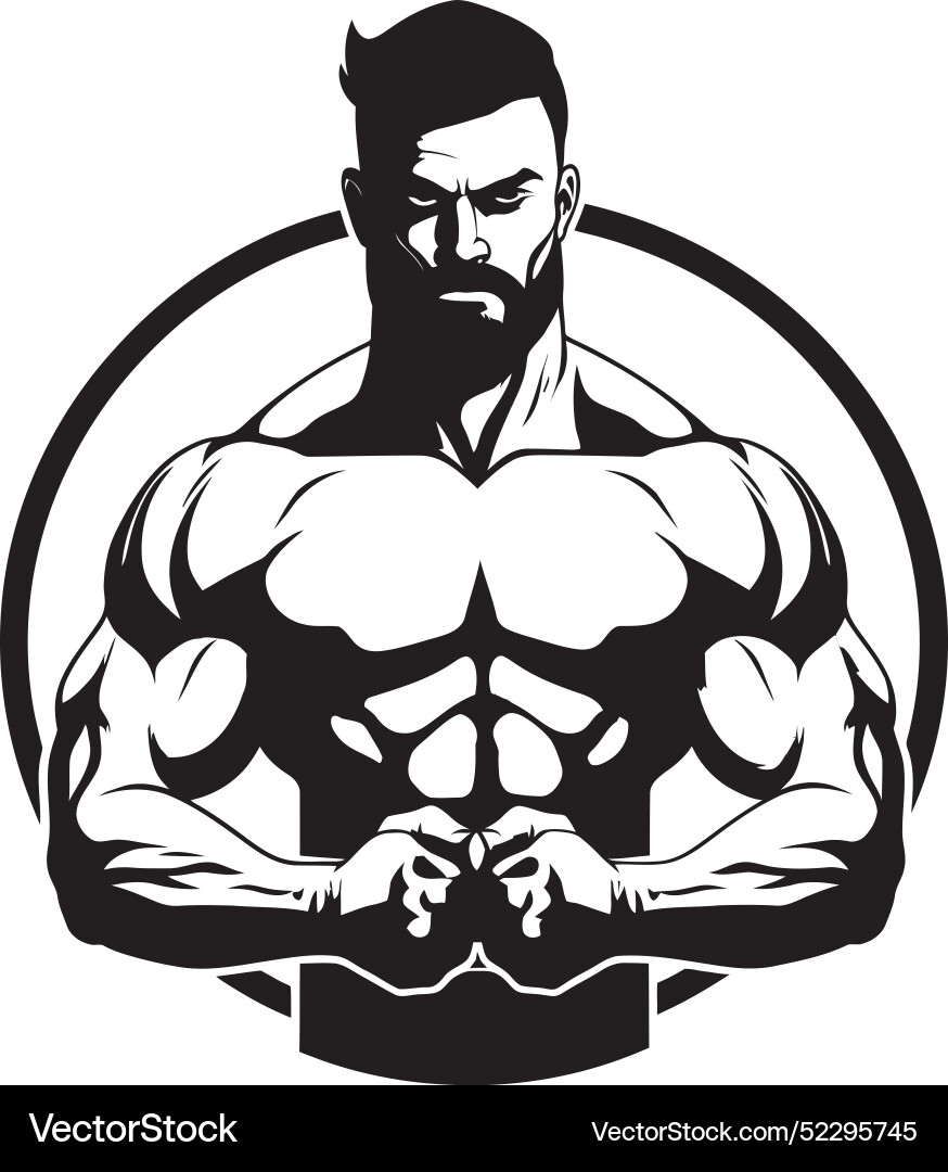Bold stance black bodybuilder iron bodybuildin Vector Image