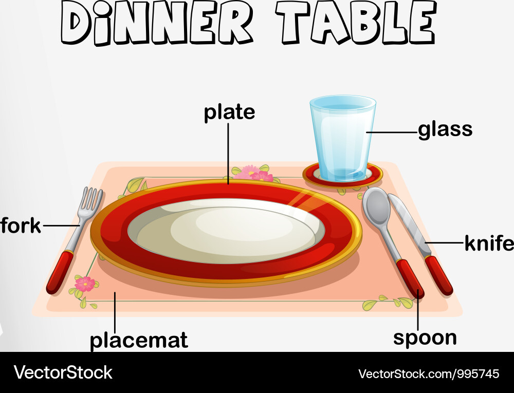 Dinning table diagram Royalty Free Vector Image