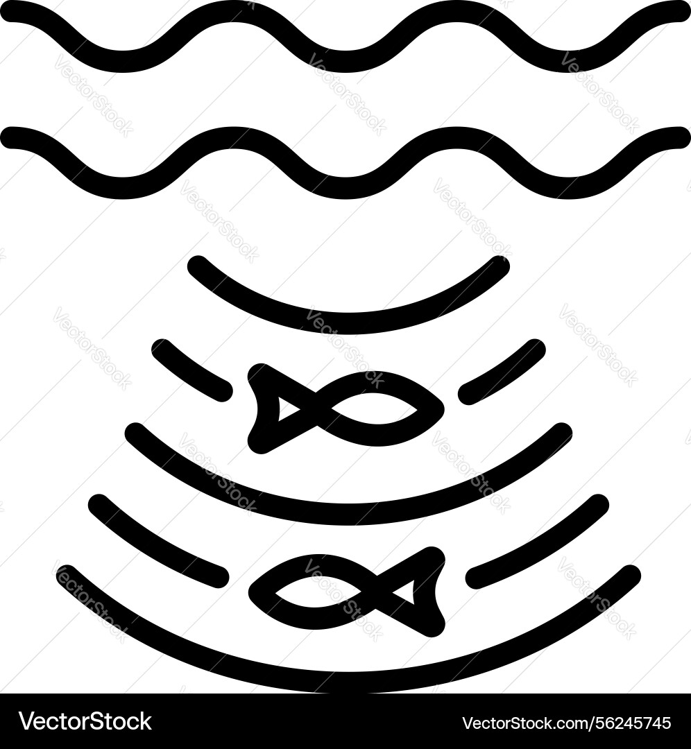 Fish finder line icon echo sounder radar Vector Image