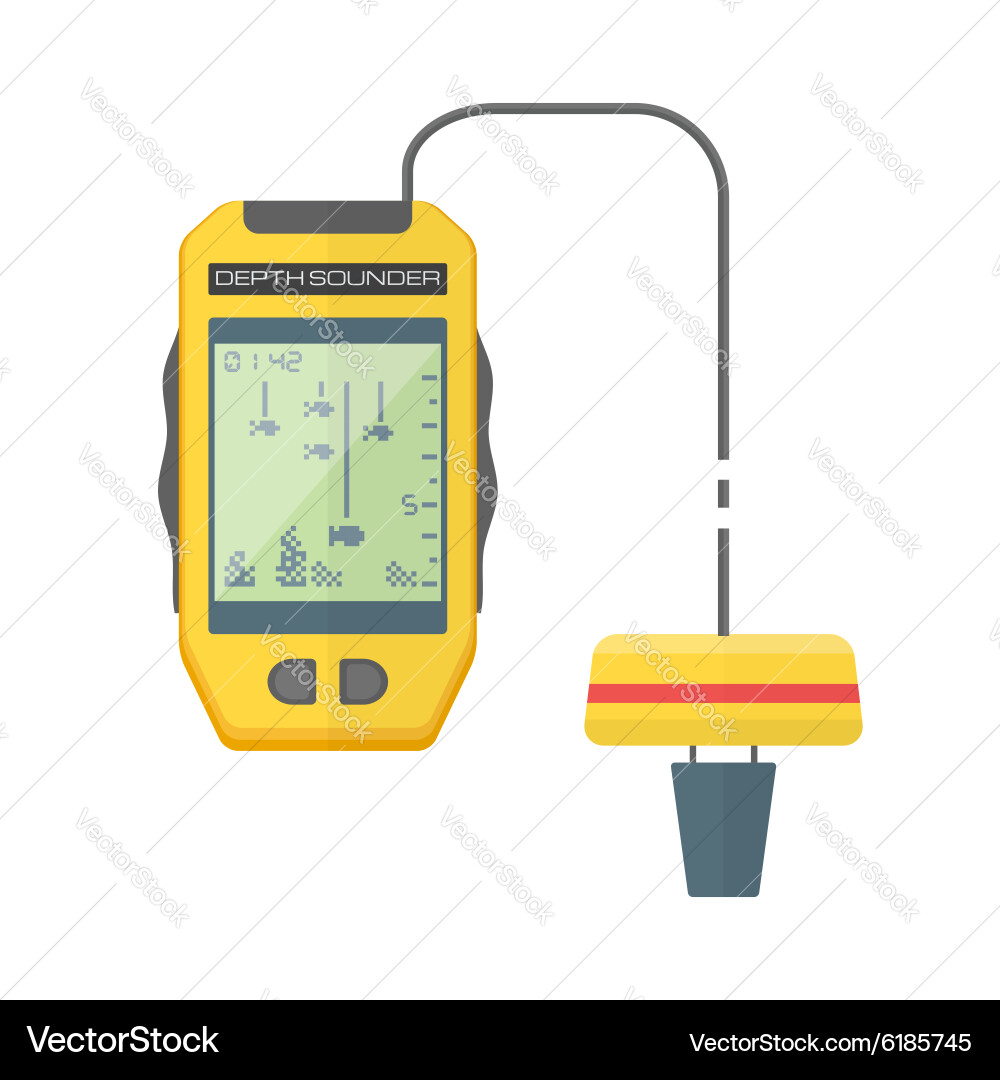 Flat style yellow fish finder sonar Royalty Free Vector