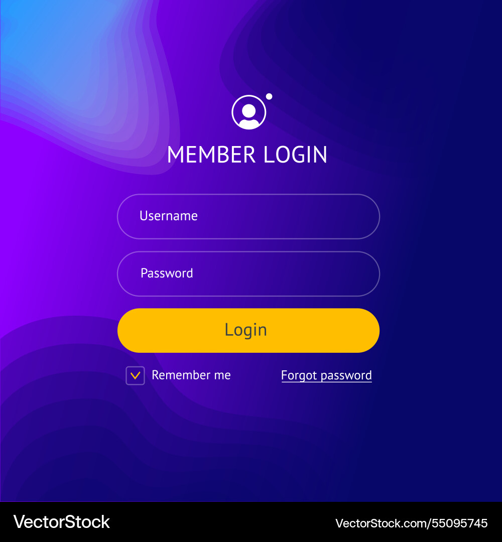 Member login empty template form interface Vector Image