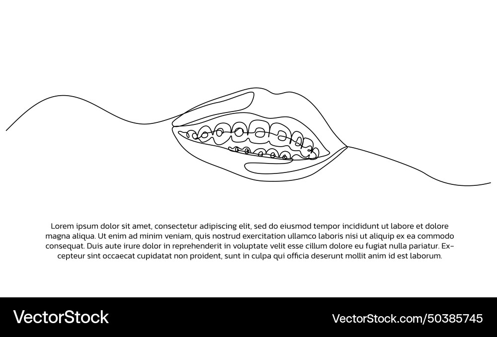 One line lips sketch poster drawing with frame Vector Image