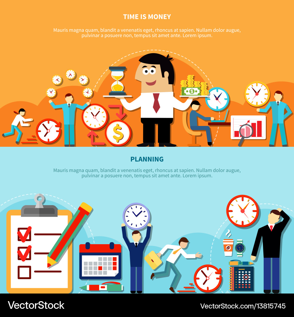 Planning horizontal banners set Royalty Free Vector Image