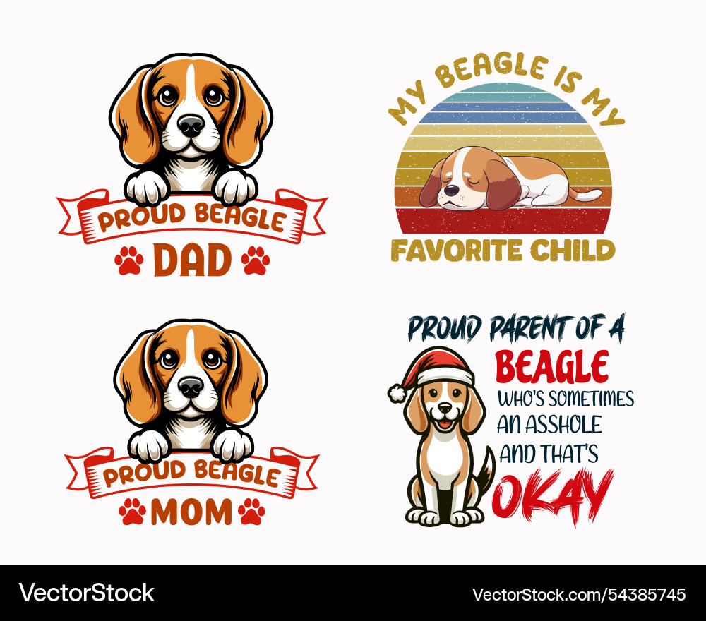 Proud beagle parents collection Royalty Free Vector Image