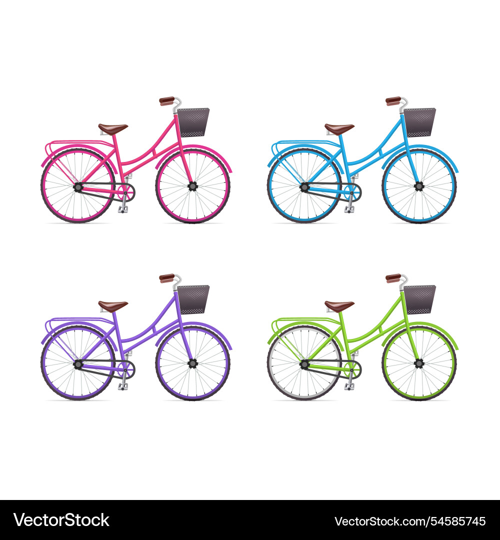 Realistic 3d detailed bike with front wicker Vector Image