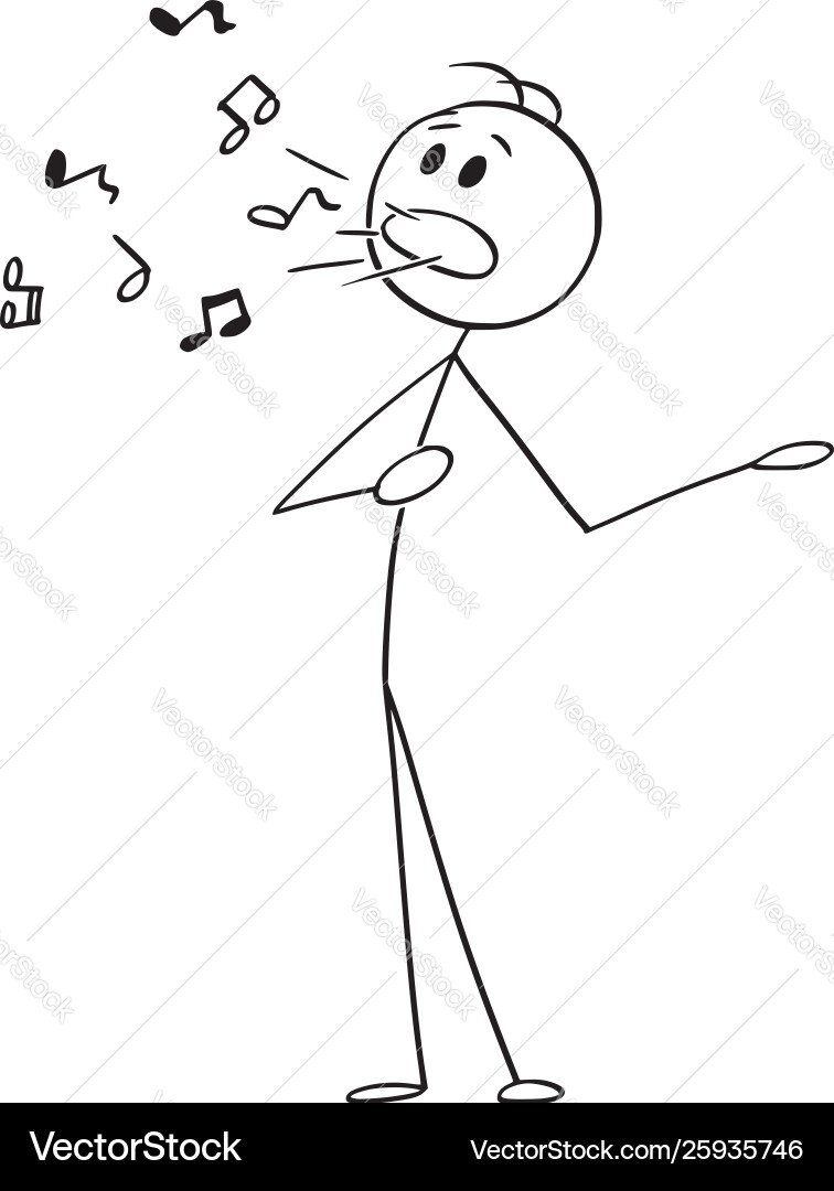 Cartoon man or singer singing with musical Vector Image