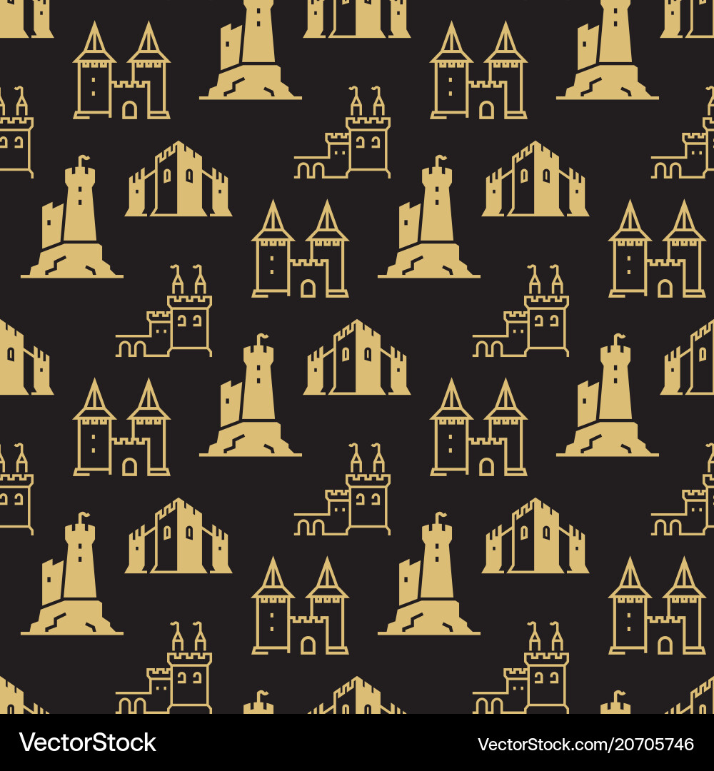 Castles fortress bastions seamless pattern Vector Image
