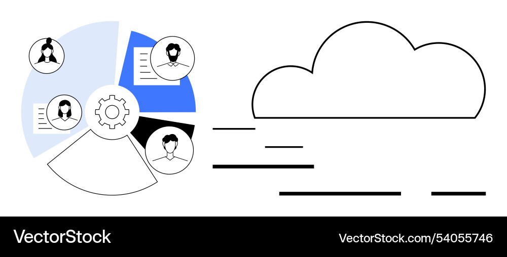 Cloud-based team collaboration concept Royalty Free Vector
