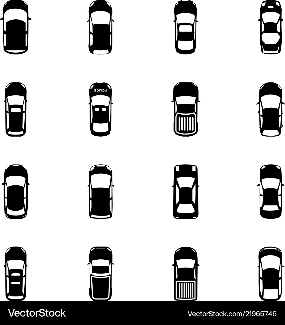 Colorful top view cars Royalty Free Vector Image