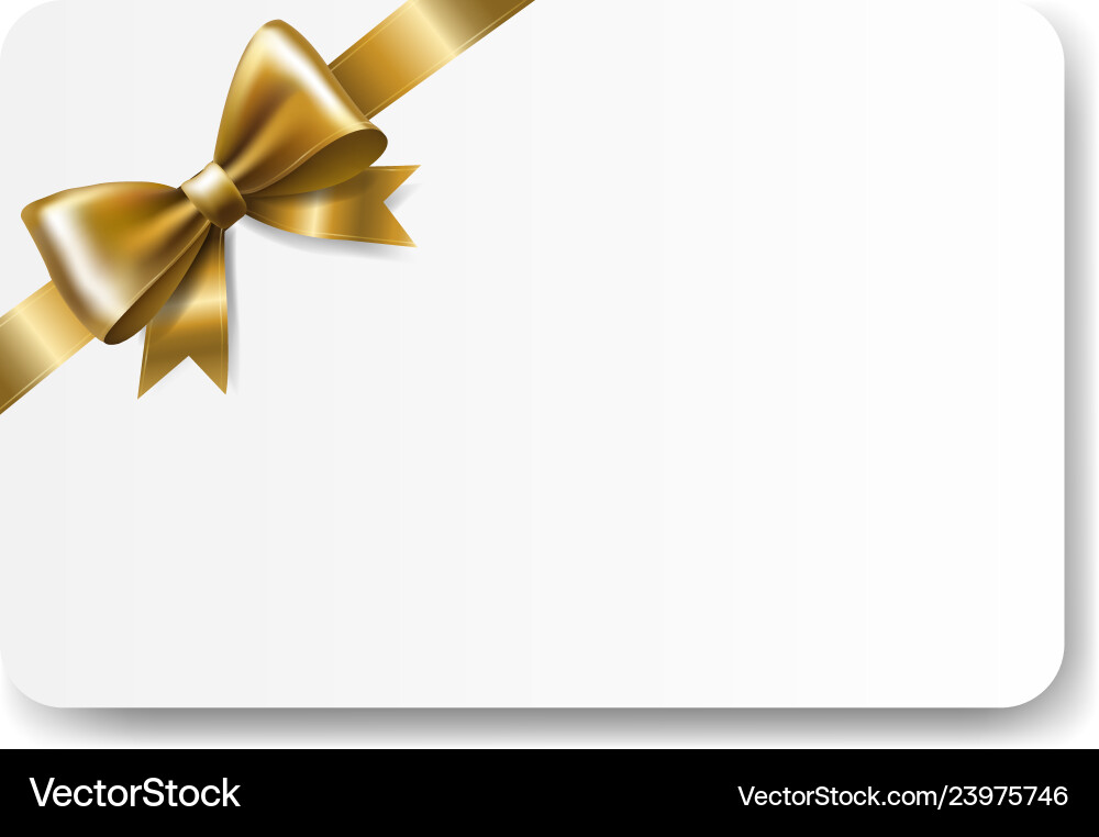 Gift card golden bow isolated Royalty Free Vector Image