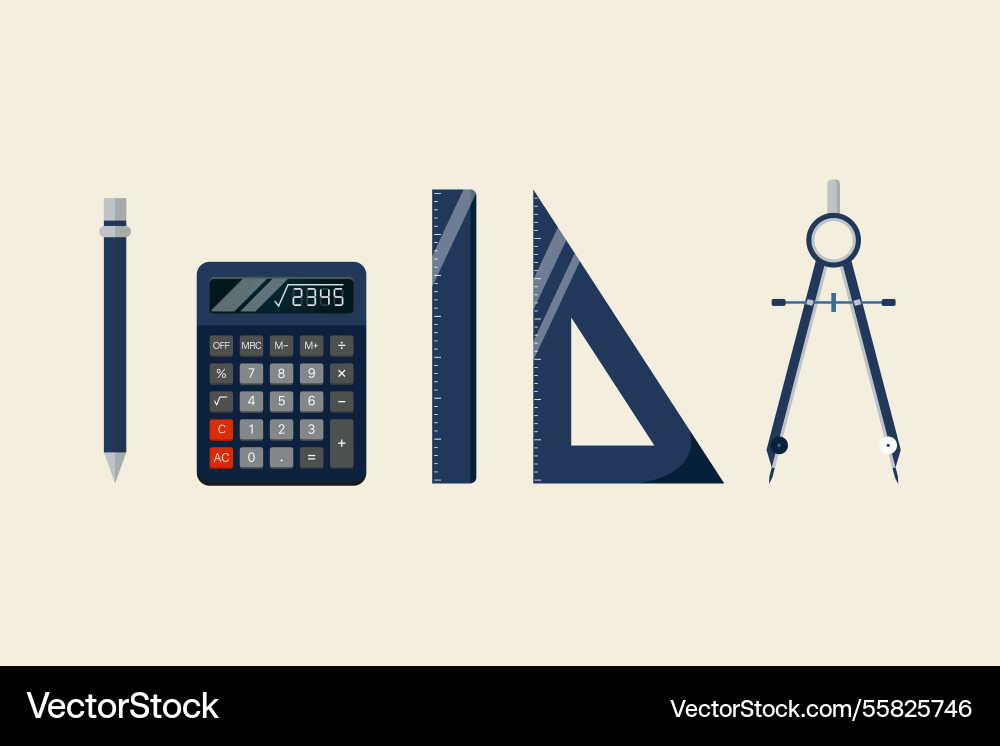 Math tools for geometry drawing measurements Vector Image