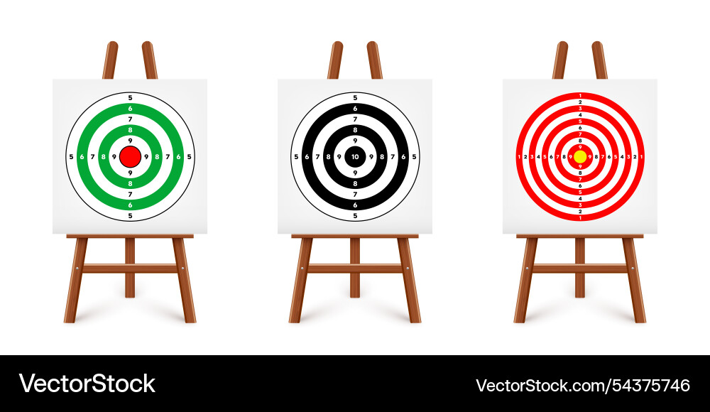 Shooting range target on a wooden easel stand Vector Image