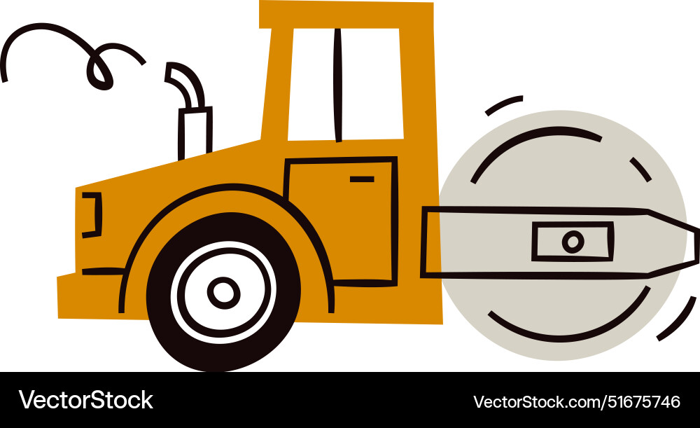 Steamroller construction vehicle Royalty Free Vector Image