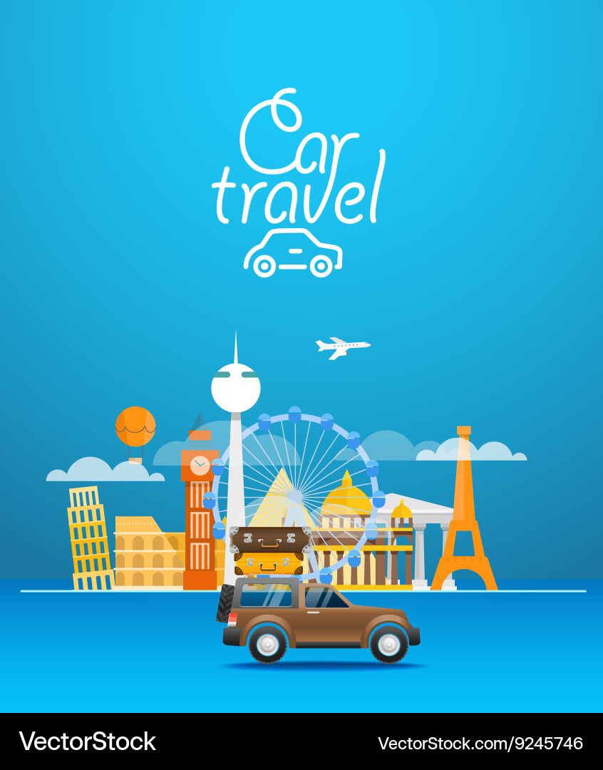 Travel vacation design template car Royalty Free Vector
