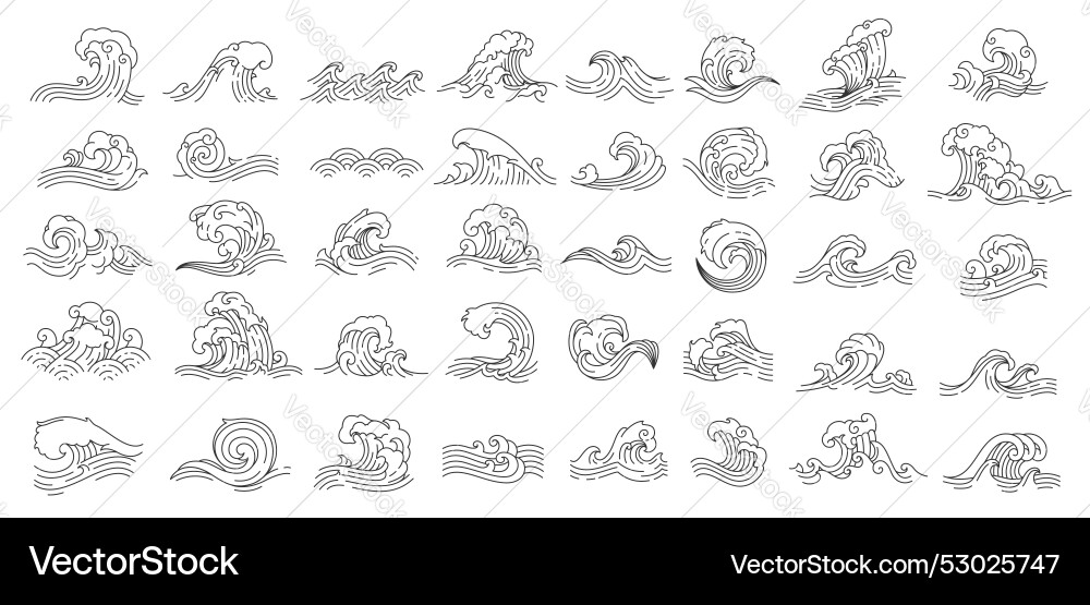 Asian Wave Ornament Icons Royalty Free Vector Image