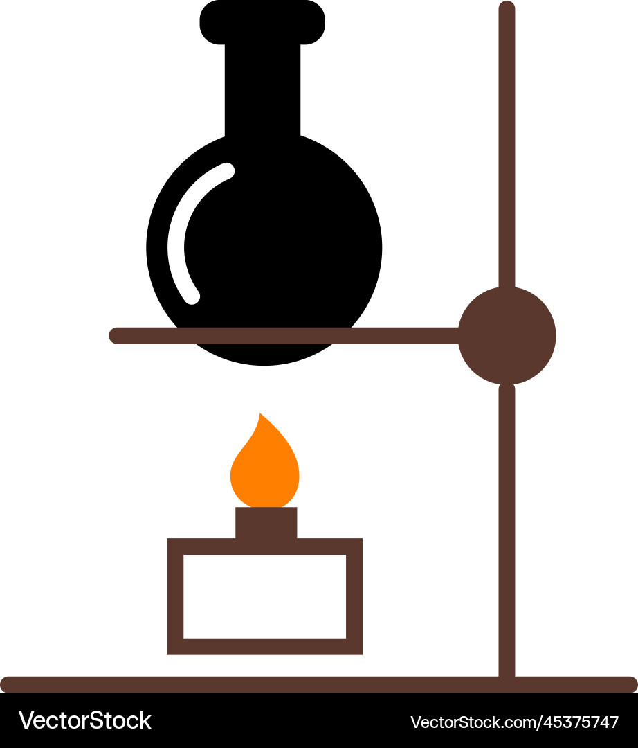 Chemical experiment icon glass flask heating Vector Image