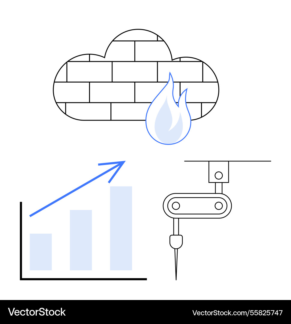 Cloud firewall protection analytics growth chart Vector Image