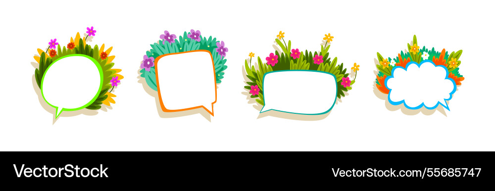 Colorful dialog box and balloon frame with flowers