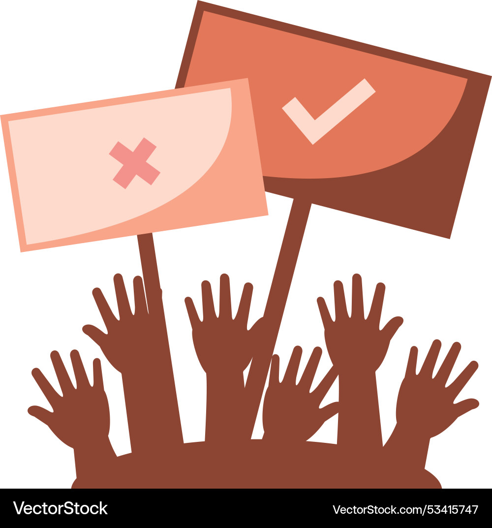 Hands raise up for vote Royalty Free Vector Image