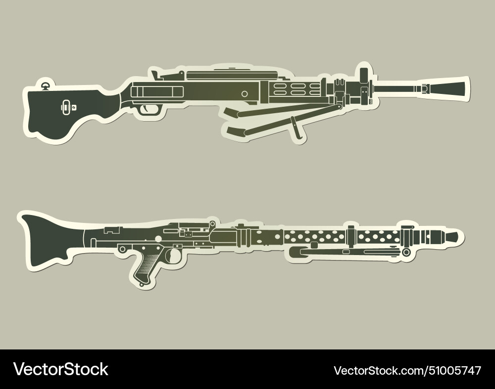 Machine guns sticker Royalty Free Vector Image
