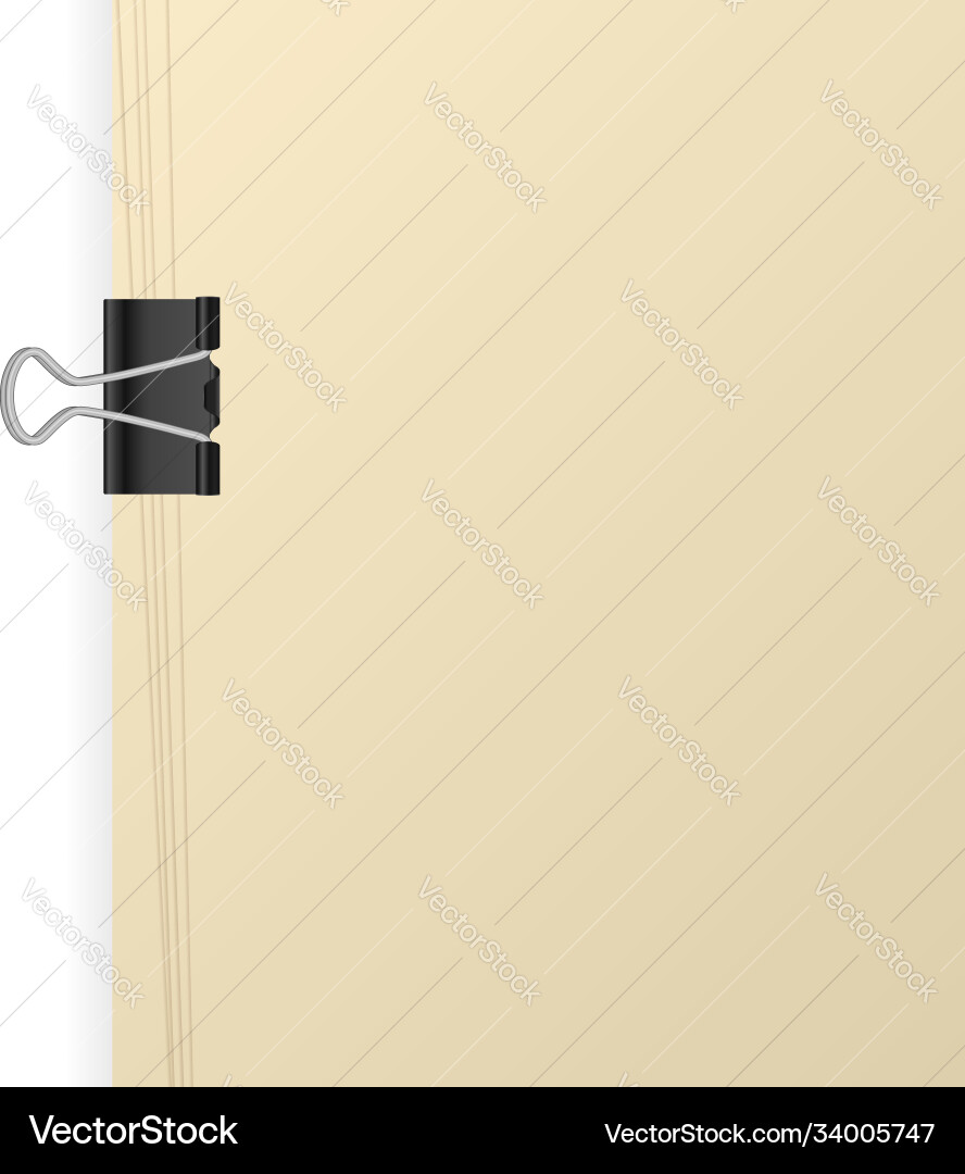 Paper sheet and binder clip Royalty Free Vector Image