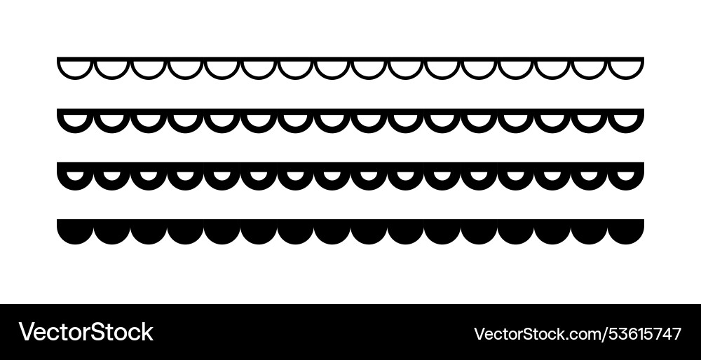 Scalloped edge seamless strokes set simple Vector Image