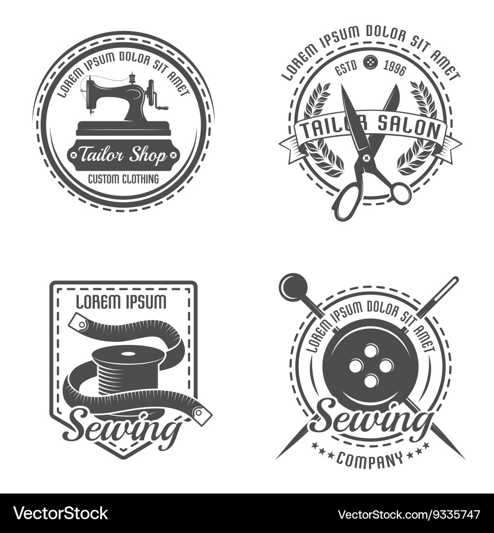 Tailor detail emblem set Royalty Free Vector Image