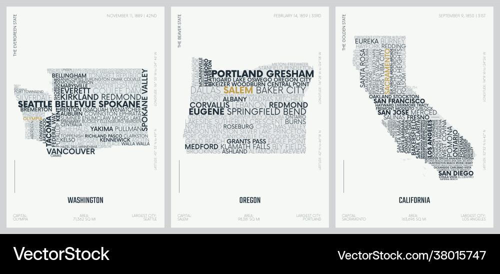 Typography composition city names silhouettes Vector Image