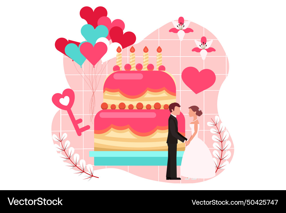 Wedding party flat design Royalty Free Vector Image