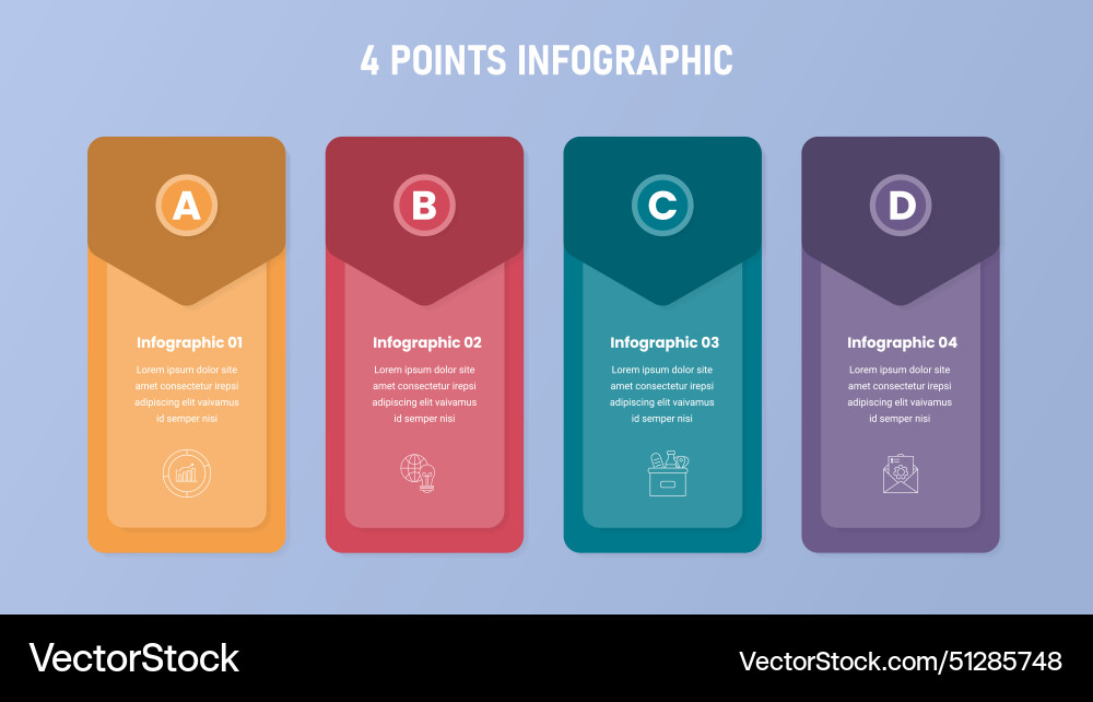 4 point stage or step infographic template Vector Image