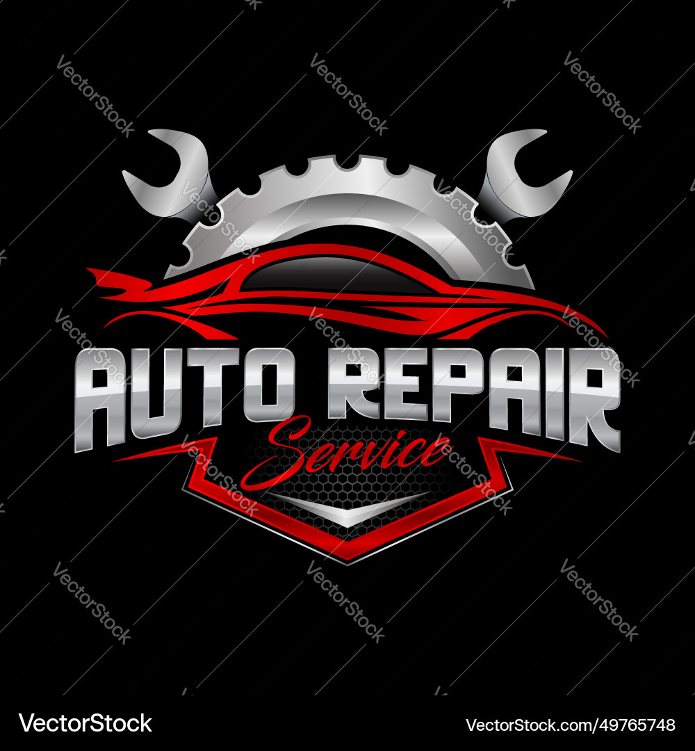 Auto Repair Logo Badge Emblem Royalty Free Vector Image