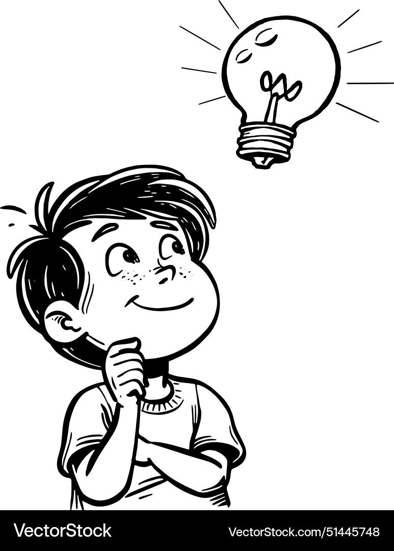 Cartoon boy having an idea Royalty Free Vector Image