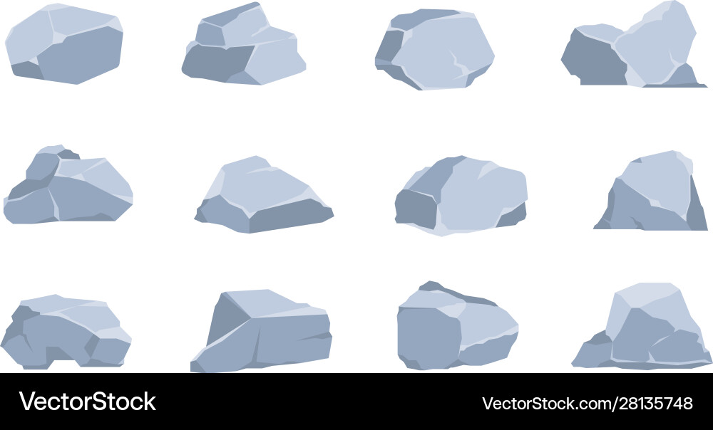 Cartoon rocks coal and gray stone flat isometric Vector Image