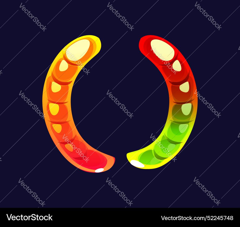 Cartoon round brackets jelly worm candy alphabet Vector Image