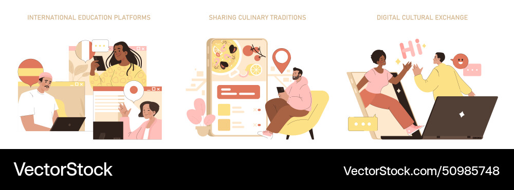 Cultural exchange set Royalty Free Vector Image