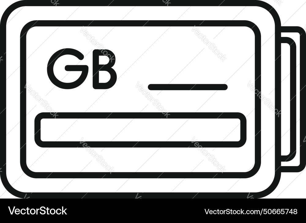 Gb memory board icon outline focus solid Vector Image