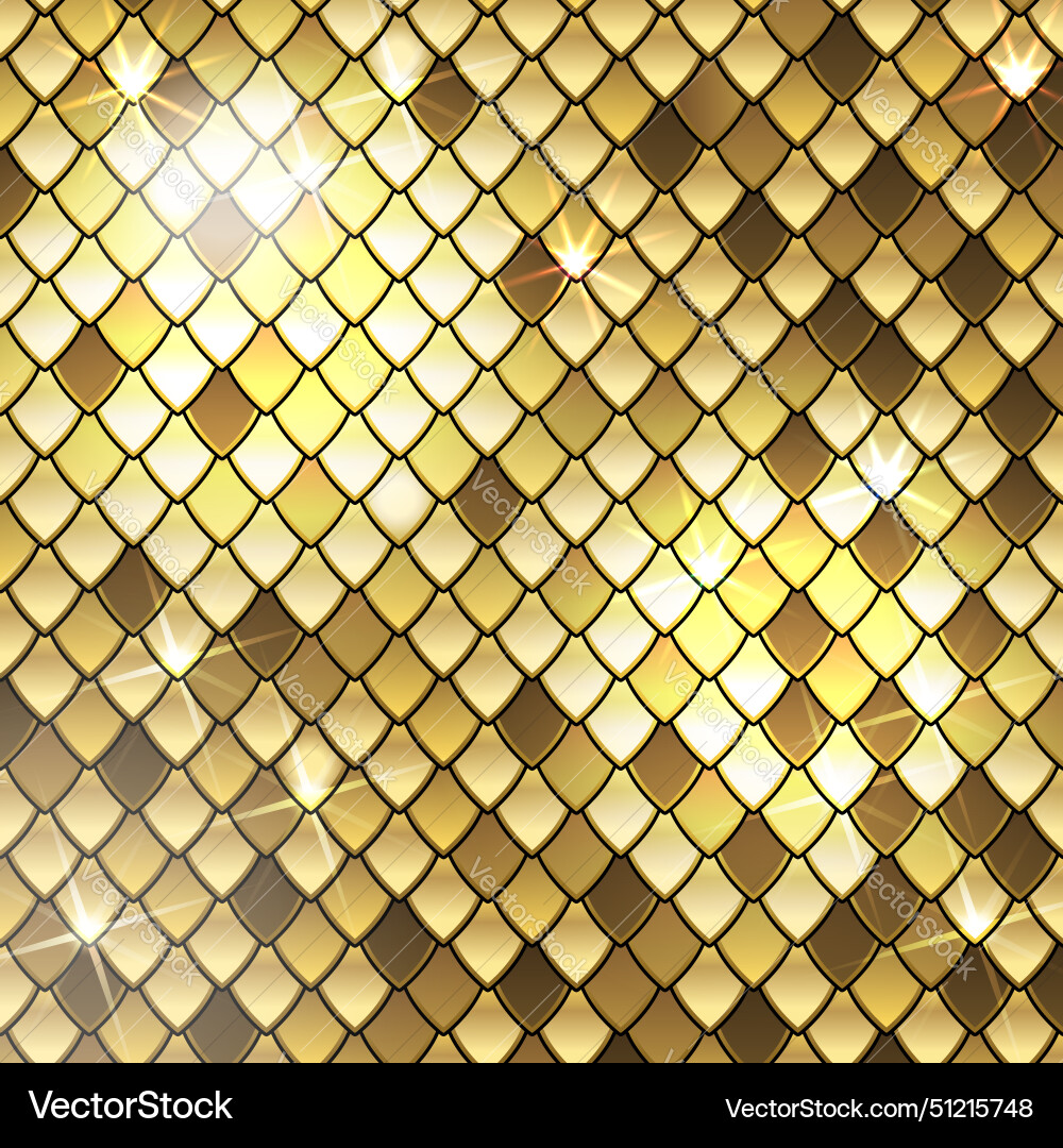 Golden shiny snakeskin scales Royalty Free Vector Image