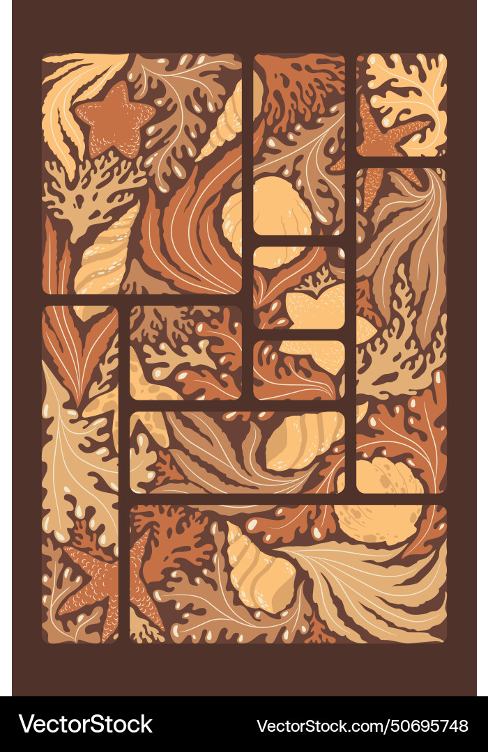 Poster with abstract ocean plants Royalty Free Vector Image