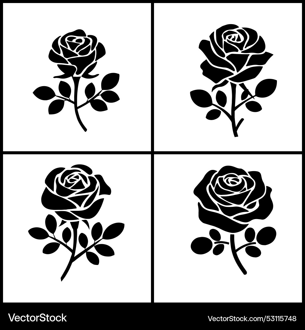 Rose icon silhouette Royalty Free Vector Image